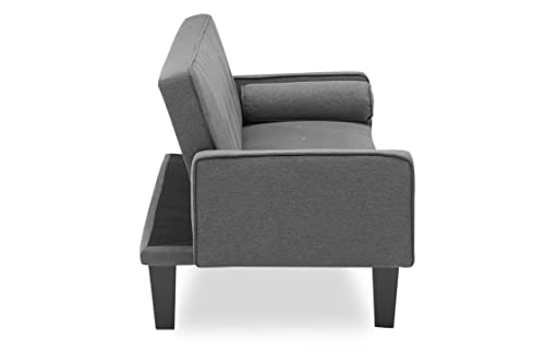 FANYE 71.65“W Modern 3-in-1 Upholstered Napping Futon Loveseat Convertible Sleeper Bed,2-Seaters Sofa & Couch Tufted Cushions Love Seat Daybed for Small Space Living Room, Gray With Pillows, Deep Grey