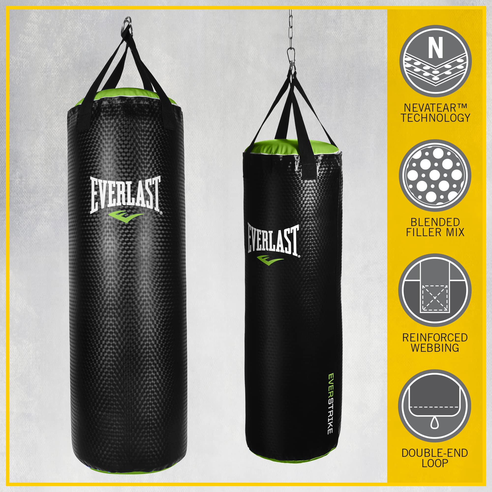 Everlast P00000517 70 Lb Bilingual Everstrike Heavy Bag Black/Green 70 LB