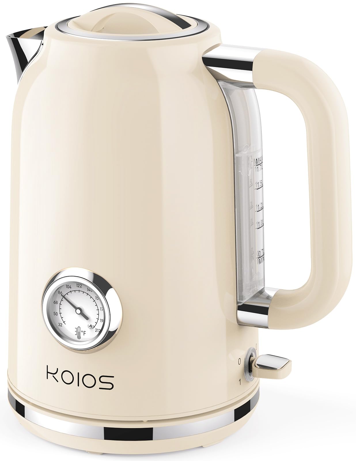 KOIOS Electric Kettle,1.8L 1500W Tea Kettle Water Boiler, Double Wall Protect 100% Stainless Steel Quick Boil Hot Water Teapot, Auto Shutoff, Hot Water Kettle for Tea and Coffee, ETL tested, White