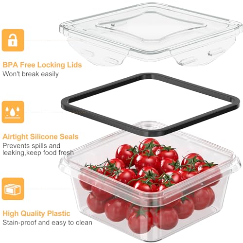 Fyrnova 50-Piece Food Storage Containers with Lids (25 Containers & 25 Lids), Airtight Plastic Food Containers for Pantry & Kitchen Organization, BPA-Free, Leak Proof, Reusable with Labels & Pen