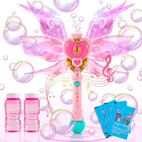 Princess Bubble Wand for Kids, Heart Bubble Machine Blower Maker Wands with Music and Light, Outdoor Party Birthday Magic Bubble Machine Toys for Girls Toddlers
