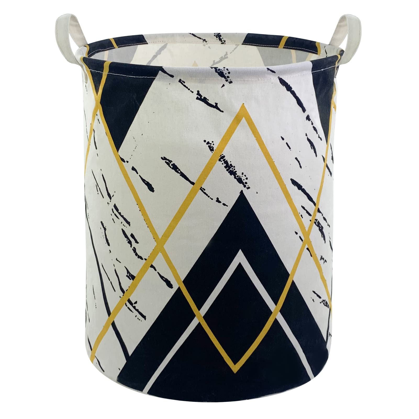 Homele Large Collapsible Laundry Basket, Waterproof Laundry Hamper, Canvas Fabric Storage Basket Toy Storage Bin Organizer Nursery Hamper for College Dorm Bedroom Bathroom (Geometric Triangles)