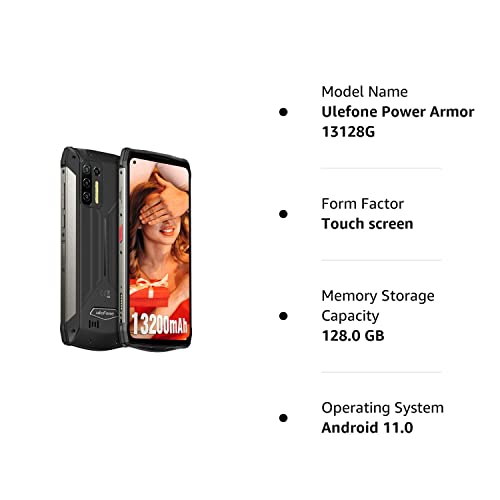Ulefone Power Armor 13 Rugged Smartphone, IP68 Waterproof Phone, 13200mAh Battery, 15W Wireless Charge, 48MP Four Rear Camera, 6.81" FHD+, Helio G95 Octa-core Android 12, 8GB + 128GB, Dual 4G Unlocked