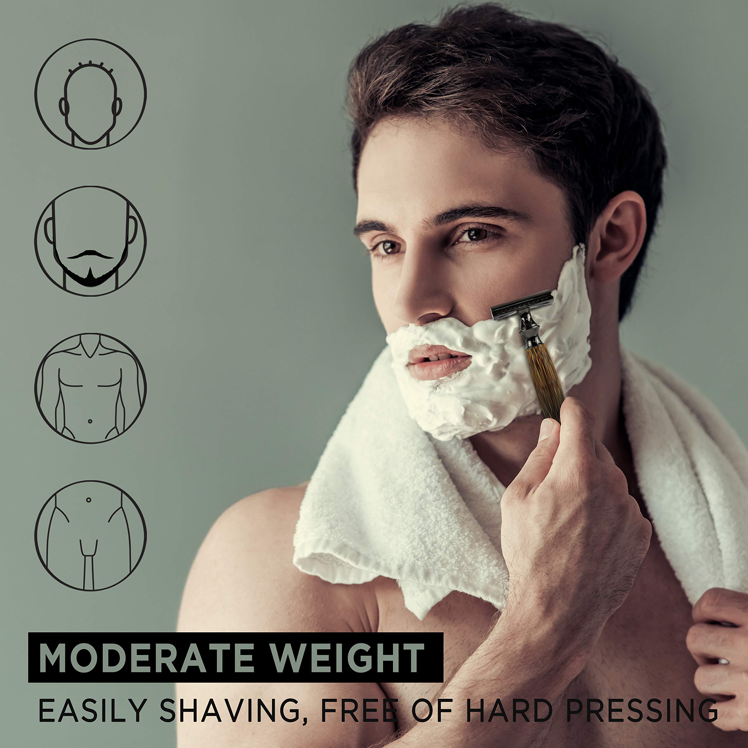 Double Edge Safety Razor for Men or Women, Eco Razor with Natural Bamboo Handle, Unisex Sustainable Razor,Fits All Double Edge Razor Blades, Plastic-Free(Thick)