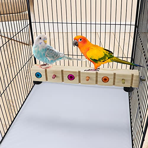 Parrot Bird Wood Perch Platform Corner Stand Shelf for Birds Budgie Parakeet Cockatiel Conure Cockatoo Macaw(F)