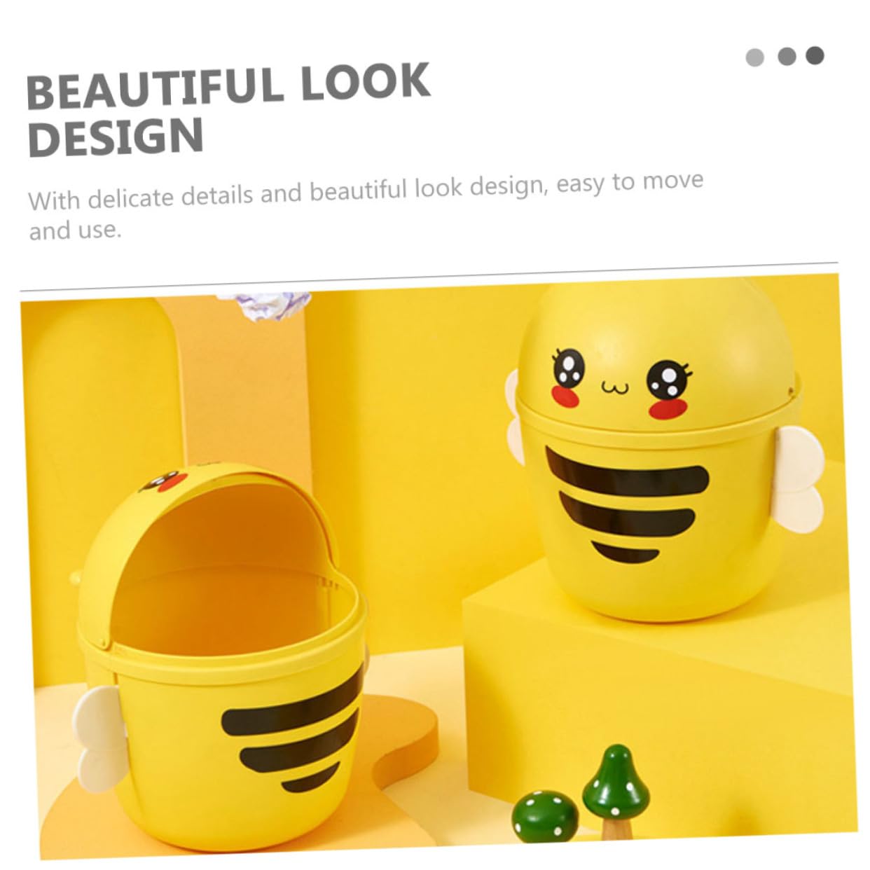 PRETYZOOM Wastepaper Bin 2pcs Bee Mini Garbage Desktop Garbage Bin Honey Trash Can Metal Garbage Can Desktop Honey Containers Desk Garbage Bin Pen Plastic Clamshell Waste Paper Box Small