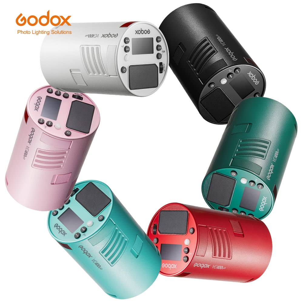 Godox AD100Pro Flash, Godox Mint Green Flash Strobe, 100Ws TTL 2.4G HSS 1/8000s Pocket Flash Light, 2600mAh Battery 360 Full Power Flashes 0.01-1.5s, with Color Diffusers