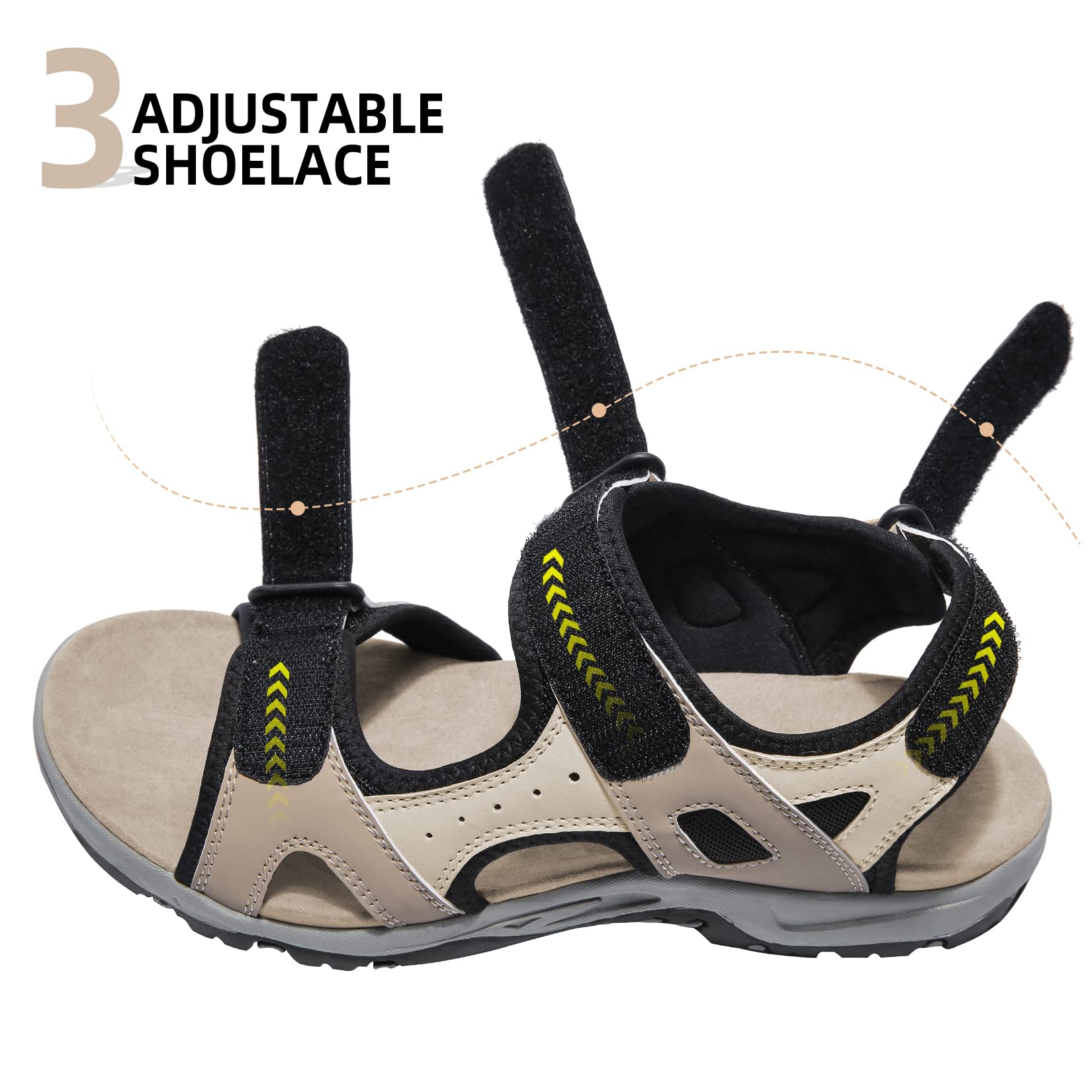 GOLDEN CAMEL Womens Waterproof Sandals Summer Lightweight Athletic Hiking Sandals with Arch Support Open Toe Outdoor Beach Water Sandals Black 6