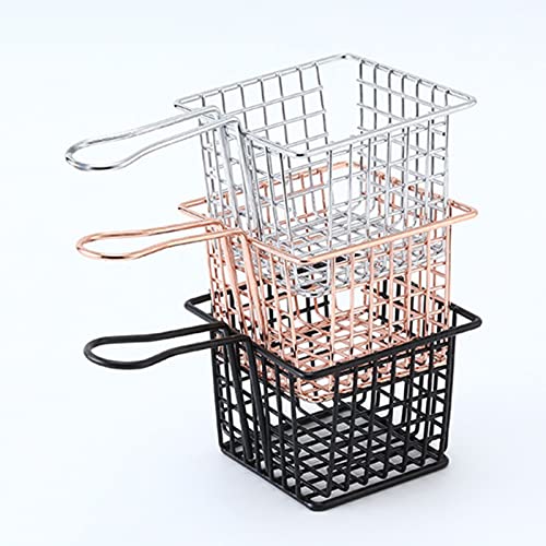 Fryer Basket, Large Capacity Safe Use Strudy Structure French Fries Basket Convenient Drainage for Home (Electroplating Color)