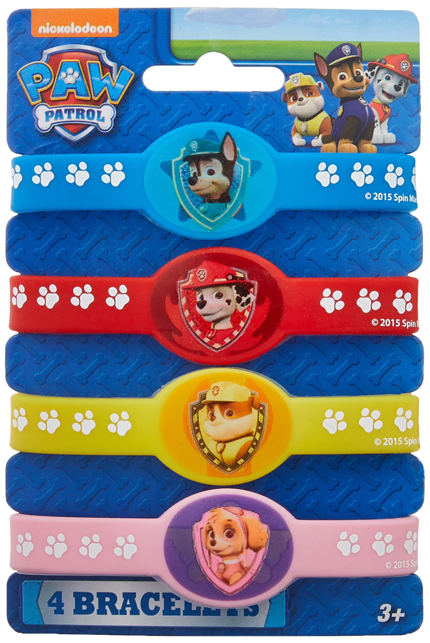 Unique Assorted Colors Paw Patrol Stretchy Bracelets - 3.50" x 1.25" (Pack Of 4) - Durable Vinyl & Fun Party Favors & Gifts For Kids, Great For Themed Parties & Events