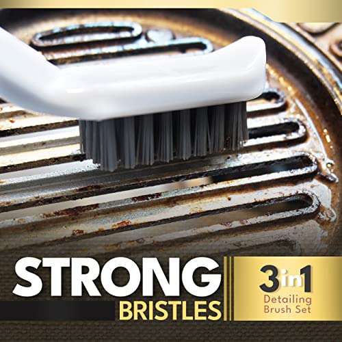 The Crown Choice Grout Cleaning Brushes Set (3 Pack) β Deep Cleaner Small Multi-Purpose Scrub Brush Set with Stiff Nylon Bristles to Clean Corners, Spaces, Tile, Shower, Window, Door Track, Floors