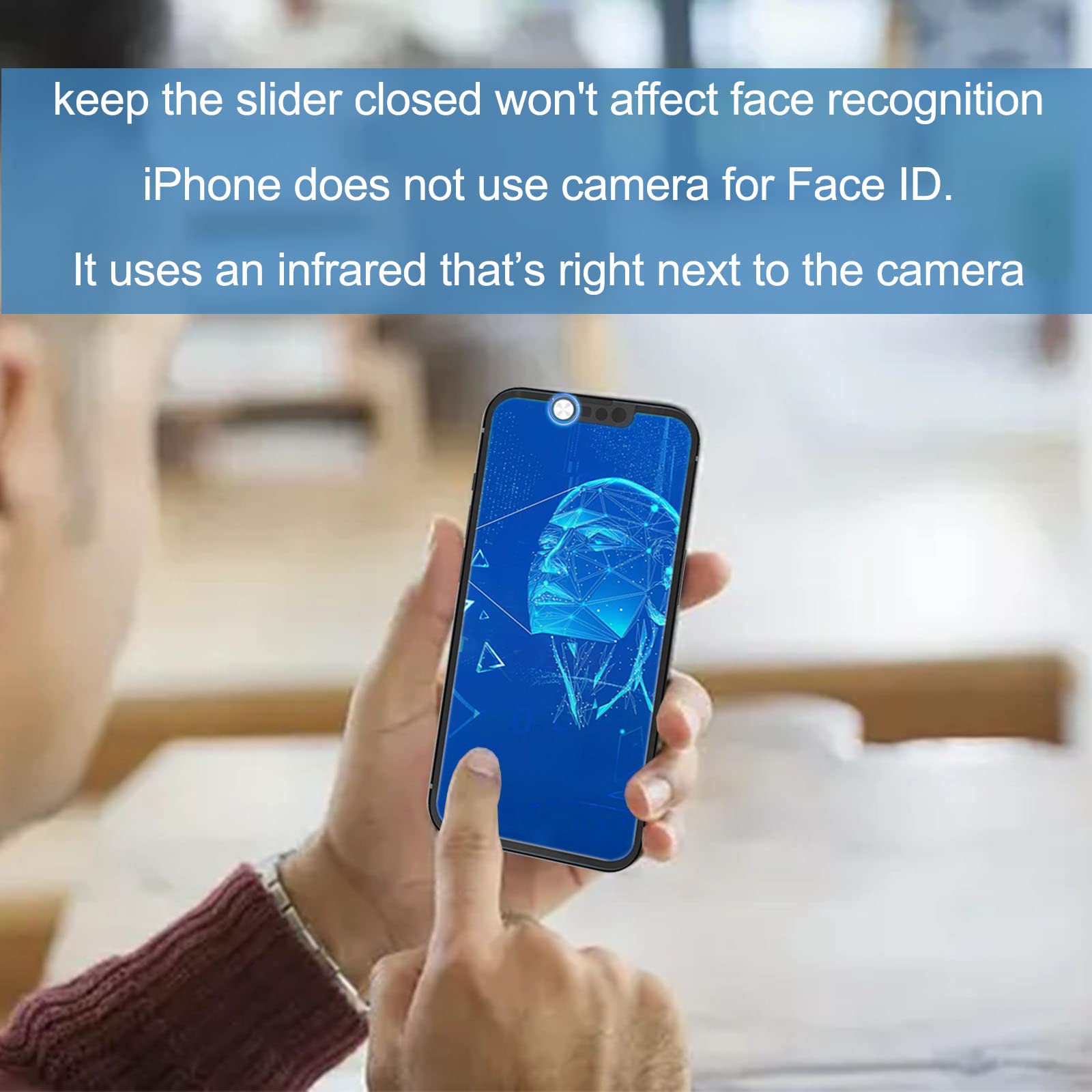 Webcam Cover Slide Compatible for Laptop, Desktop, PC, MacBook Pro, iMac, Mac Mini, iPad Pro Bundled with iPhone 13 Front Camera Cover Protect Privacy and Security But Not Affect Face Recognition