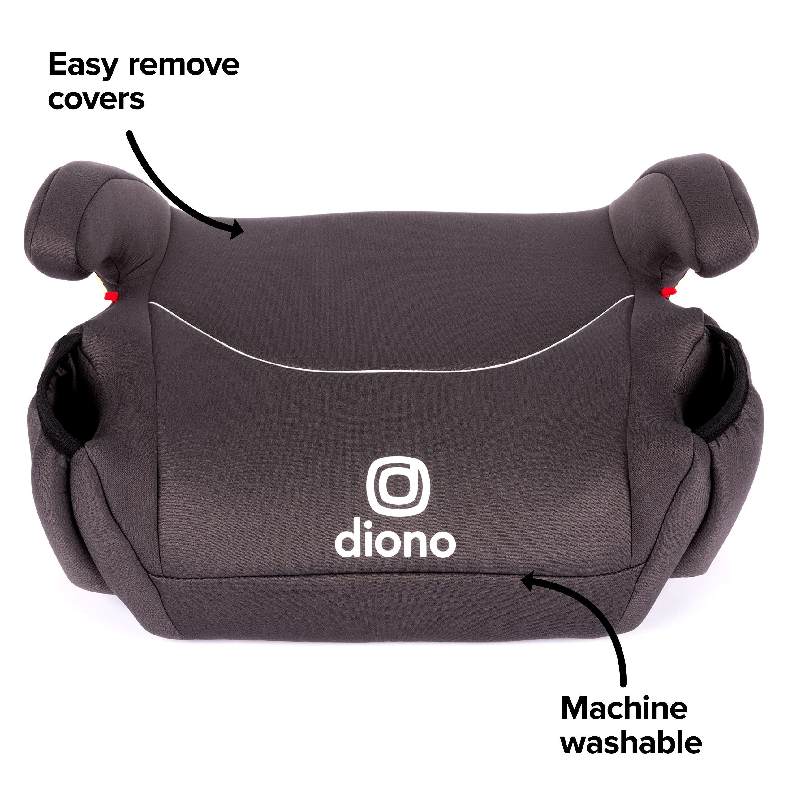 Diono Solana, No Latch, Pack of 2 Backless Booster Car Seats, Lightweight, Machine Washable Covers, Cup Holders, Charcoal