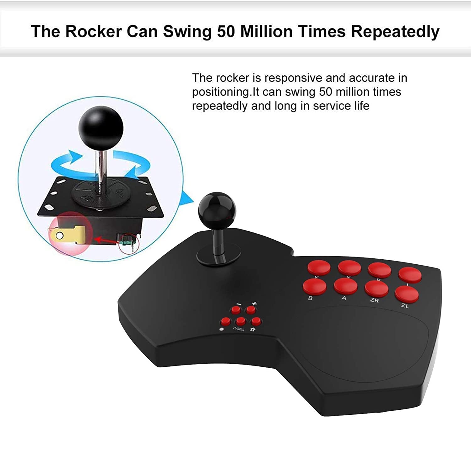 DOYO Arcade Fight Stick,Game Arcade Joystick Multi-Function Joystick for Switch/PC Xinput/PC DirectInput/PS3/TV Android/Raspberry Pi/NeoGeo… (Black-2)
