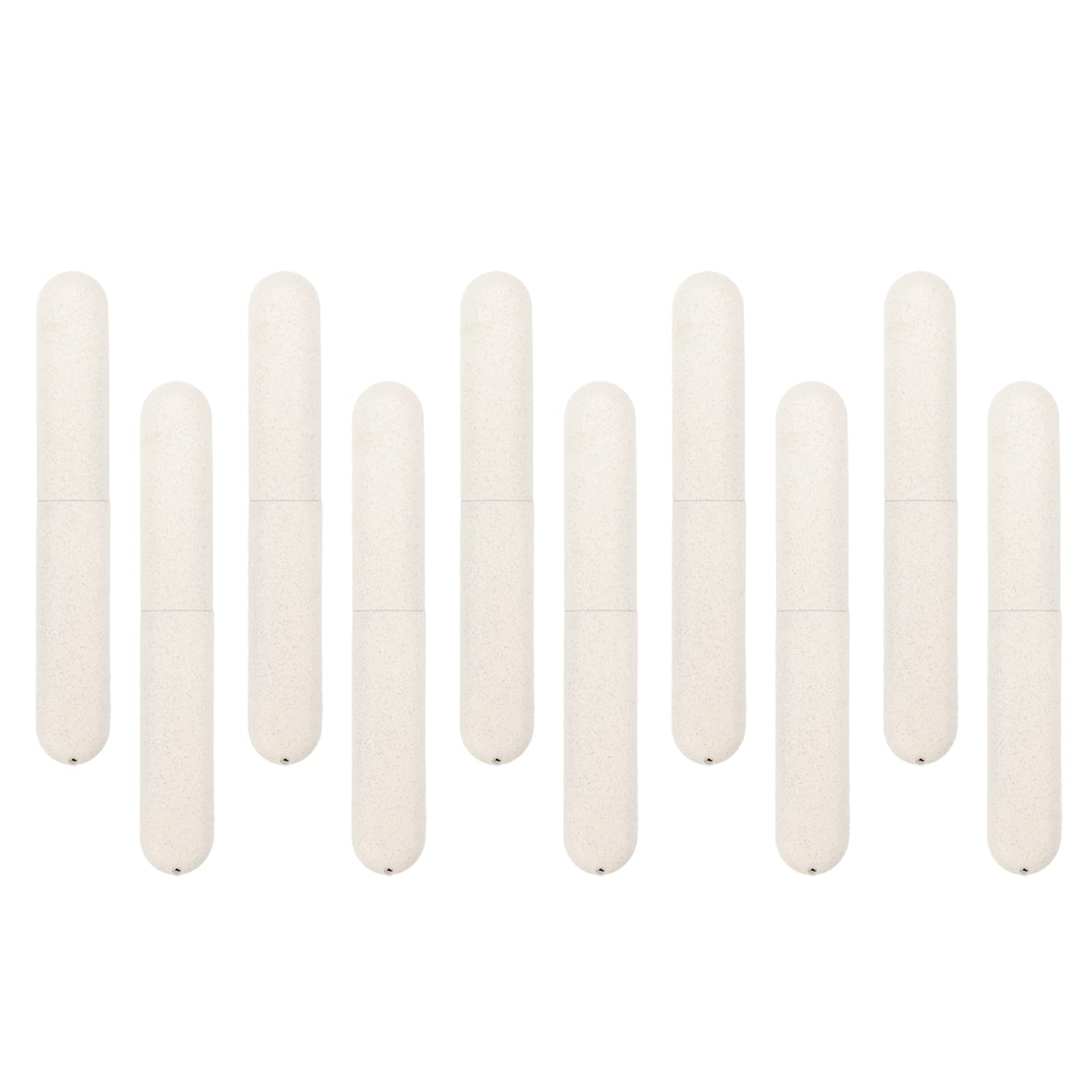 Xiaoyztan 10 Pcs Portable Travel Toothbrush Case Wheat Straw Synthetic Plastic Storage Box Single Toothbrush Bucket Toothbrush Container (Beige)