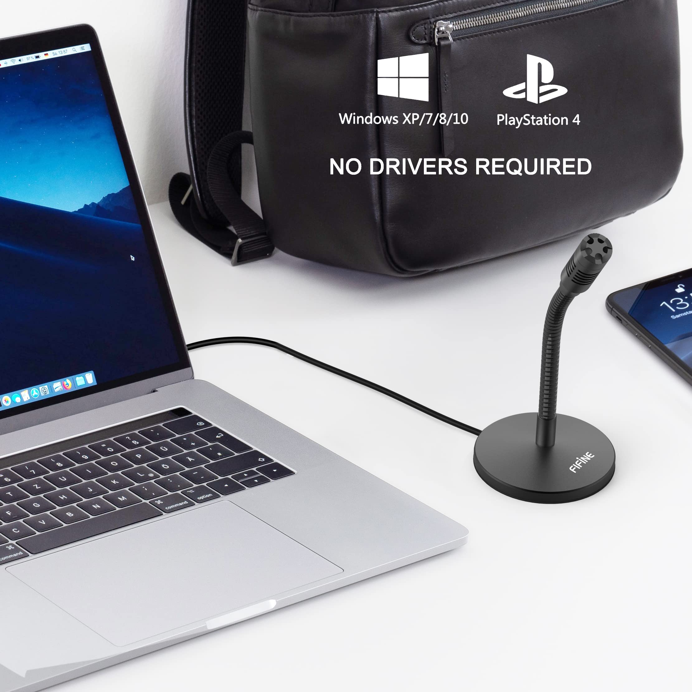 FIFINE Mini Gooseneck USB Microphone for Dictation and Recording,Desktop Microphone for Computer Laptop PC.Plug and Play Great for Skype,YouTube,Gaming, Streaming,Voiceover,Discord and Tutorials-K050