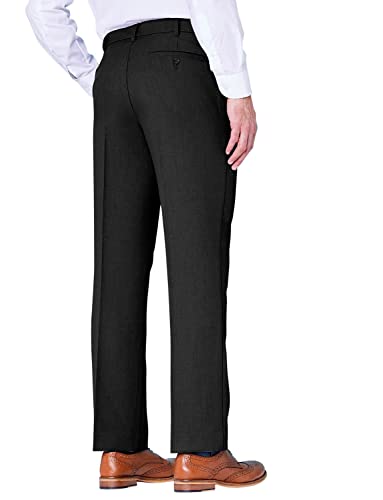 Farah | Men's | Hidden Stretch Waistband Pants | Stylish Comfort & Flexibility in Men's Tailored Slacks | Black