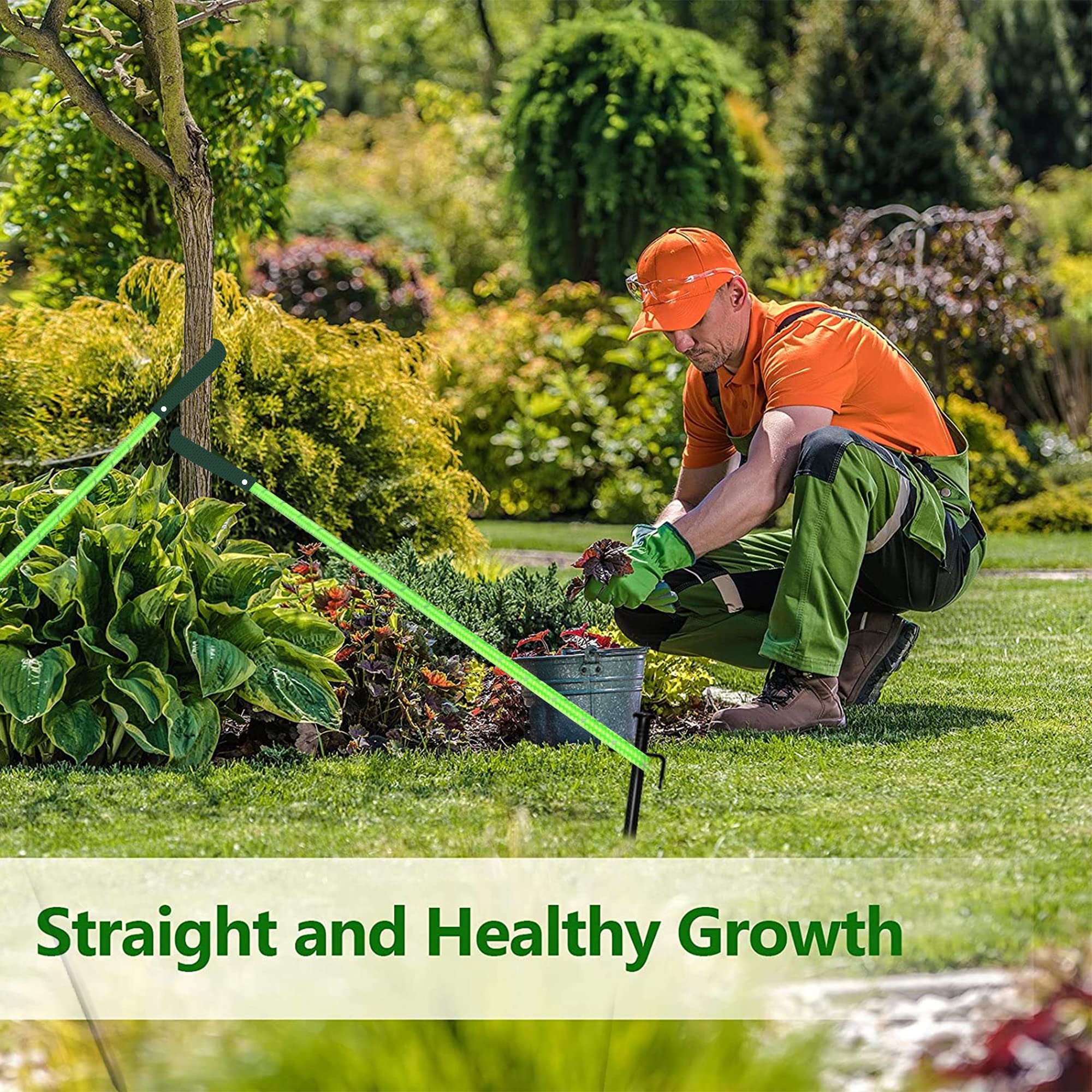 KAAOGITY Tee Stakes Supports Heavy Duty,Tree Straps with Anchor Kits Stable Rope for Young Leaning Staking Tree Ties for Garden Plant Against Bad Weather (11.8Inches Tree Kit)
