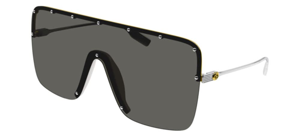 Gucci Women's Rimless Shield Mask Sunglasses, Gold-Silver-Grey, One Size