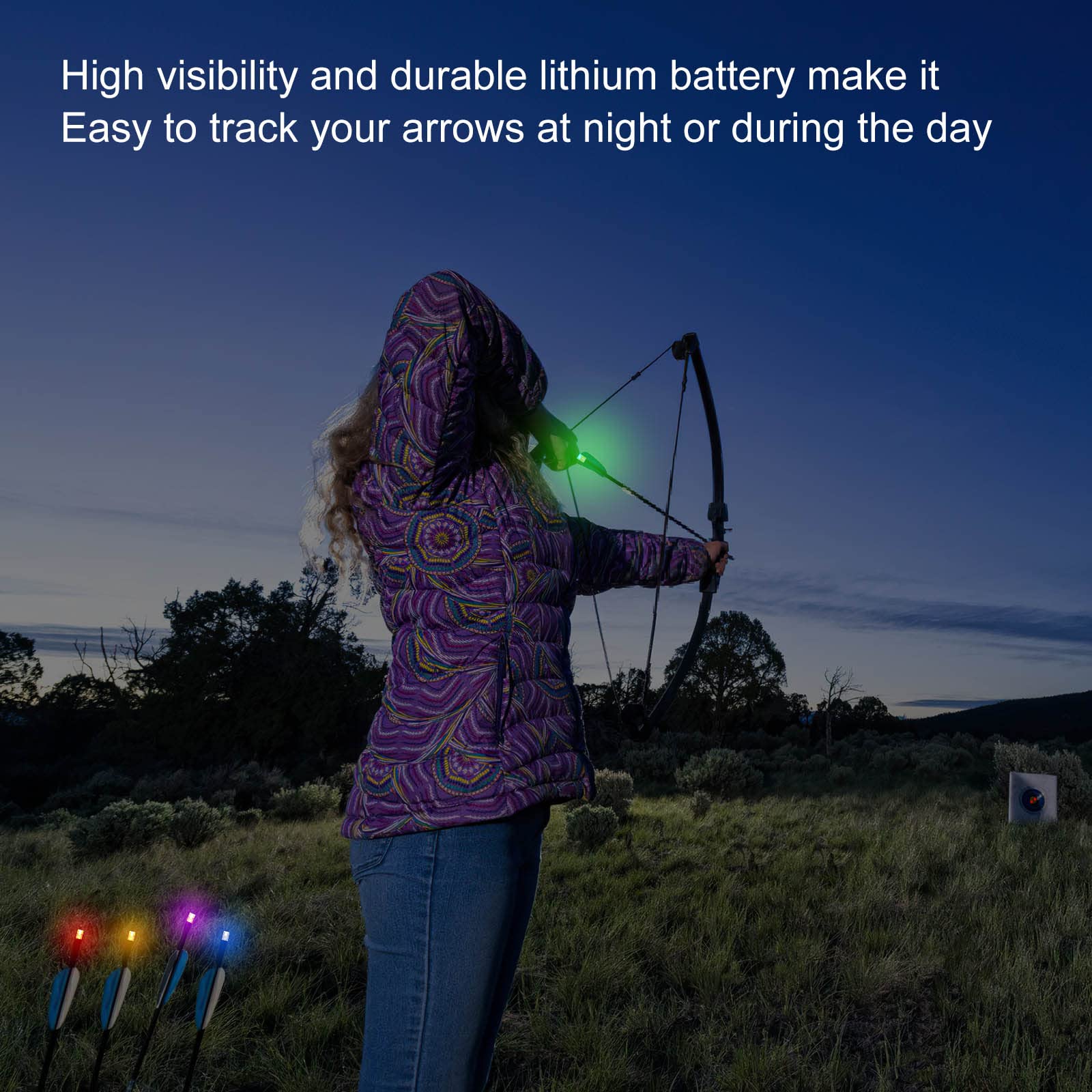 HPX Lighted Nocks for Arrows - Lighted Nocks 6 Pack Lighted Archery Nocks with 0.300"/ 7.62mm Inside Diameter for Archery Hunting (Colorful Pack of 6)