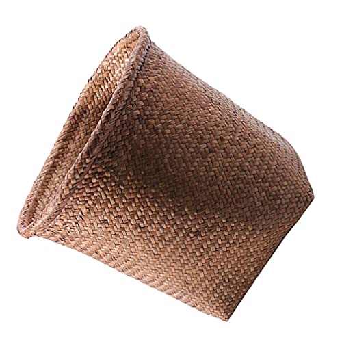 Zerodeko Trash Can Straw Woven: Wastebasket Bedroom Trash Can 24X24 Office Small Garbage Cans Wicker Waste Basket Countertop Trash Container for Home Office Coffee