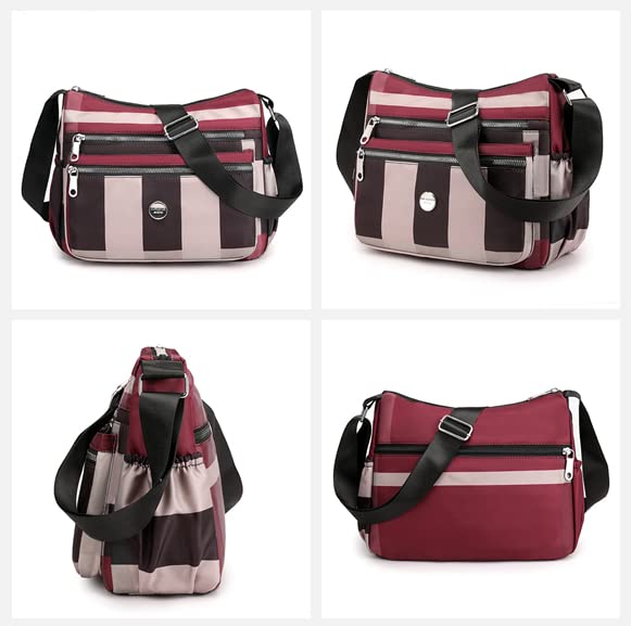 HANDAFA Plaid Shoulder Handbag With Adjustable Strap Large Capacity Hipster Crossbody Purse For Women(Red)