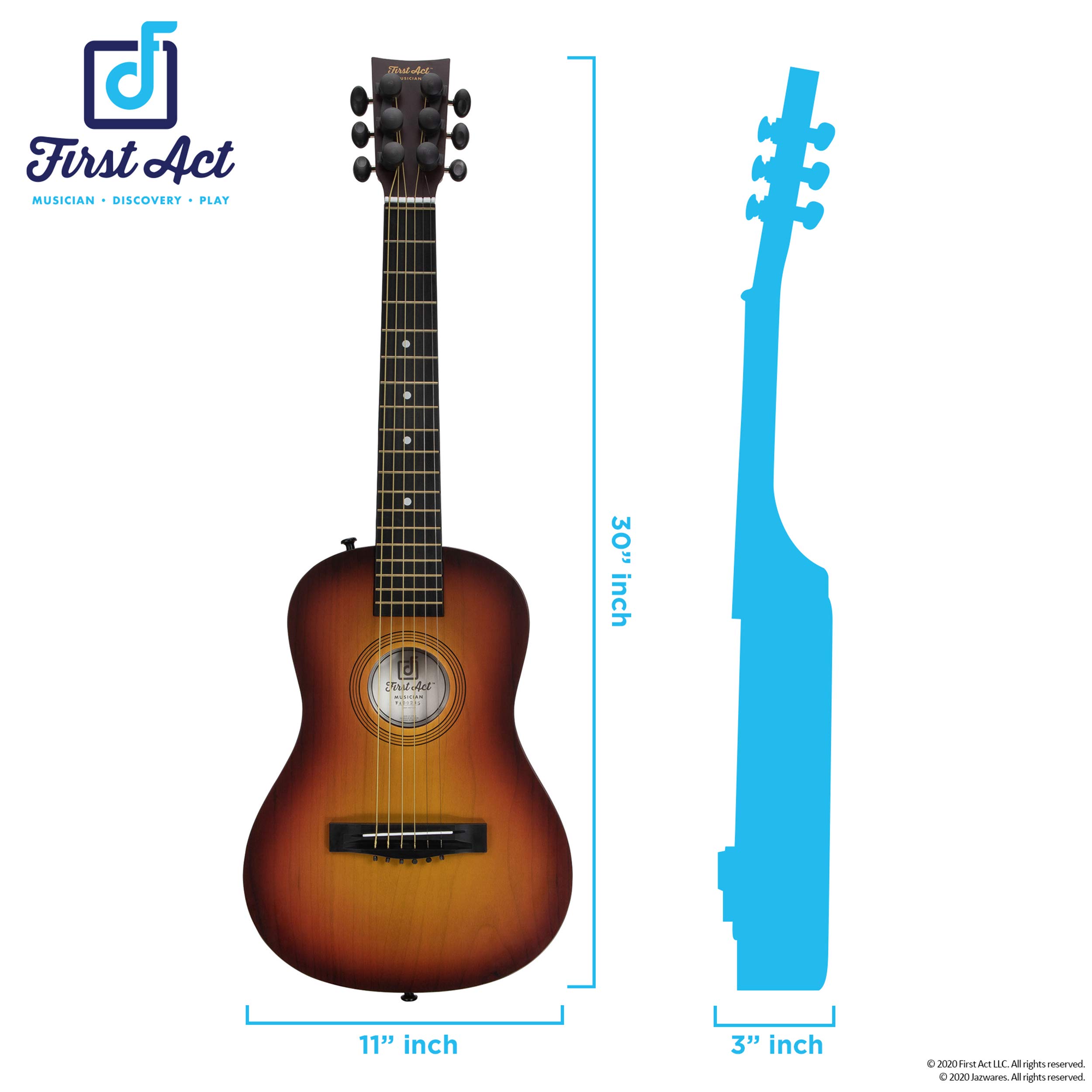 First Act Acoustic Sunburst Guitar, 30 Inch - Brass Acoustic Guitar Strings, Tuning Gear, String Post Covers, Steel-Reinforced Neck, Strap Buttons β Musical Instruments