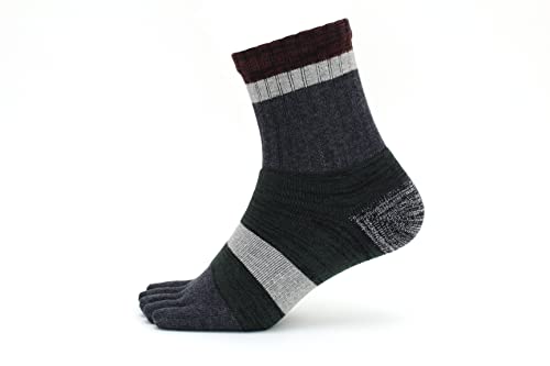 Finger Mens Toe Socks Cotton No Show Crew Athletic Five Socks 5 Pairs (DarkGray (5 Pairs)-92CB, US Men 7-9.5)