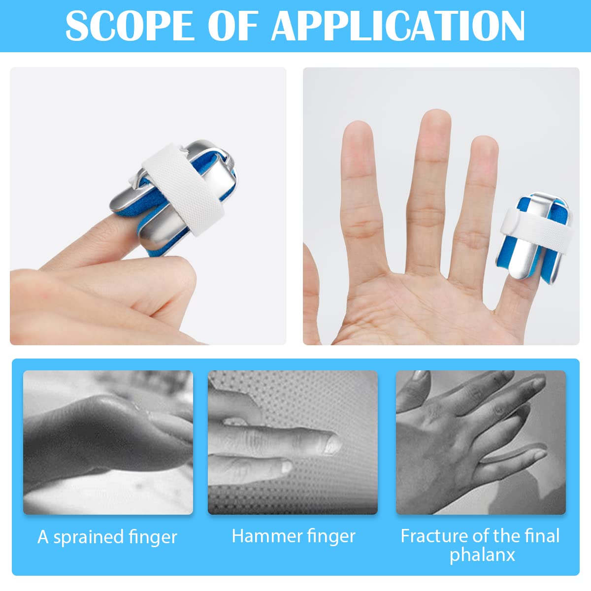 FERCAISH 1 Pair Recovery Injury Pain Bending Deformation Fixing Finger Correction Splint with Built-in Aluminium Support Padded