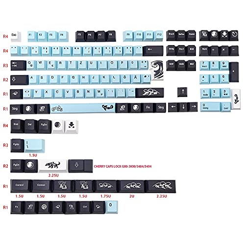 MACIMO Subbed Mizu Keycap de Layout PBT Keycaps for MX Switch Mechanical Gaming Keyboard Cherry Key Cap