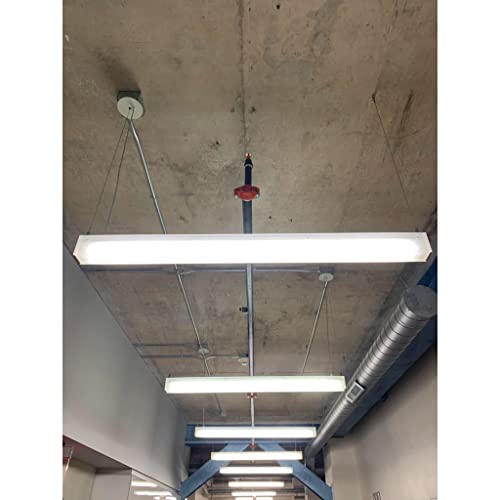 WareLight 4' Linear Suspended LED Beam, 40W, CCT Selectable, 0-10V Dimmable, 120-277V, Transparent Frosted Housing, Power Feed Cable Included