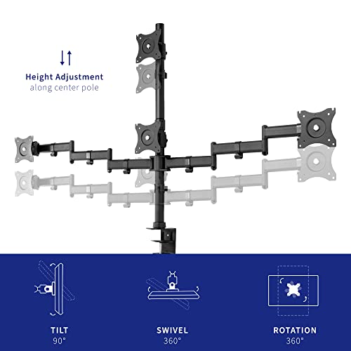 VIVO Quad Monitor Adjustable Heavy Duty Mount, Articulating Stand for 4 LCD Screens up to 24 inches STAND-V004Y