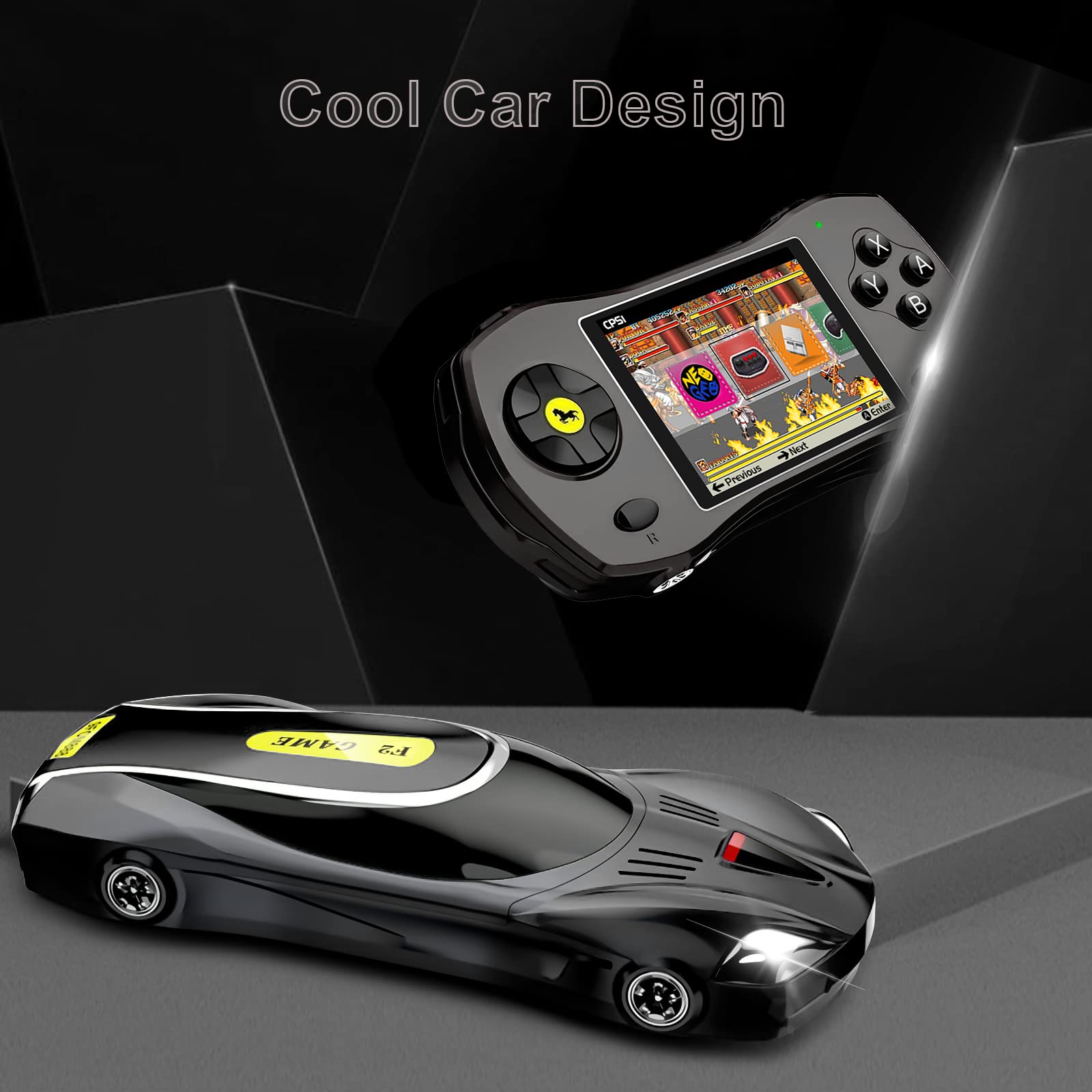 Handheld Game Console Built-in 5000 Retro Games - 3 Inch IPS Portable Video Game Player 10 Emulators Electronic Gaming System Support 2 Players & AV Output, Best Gift for Kids Adults -Black