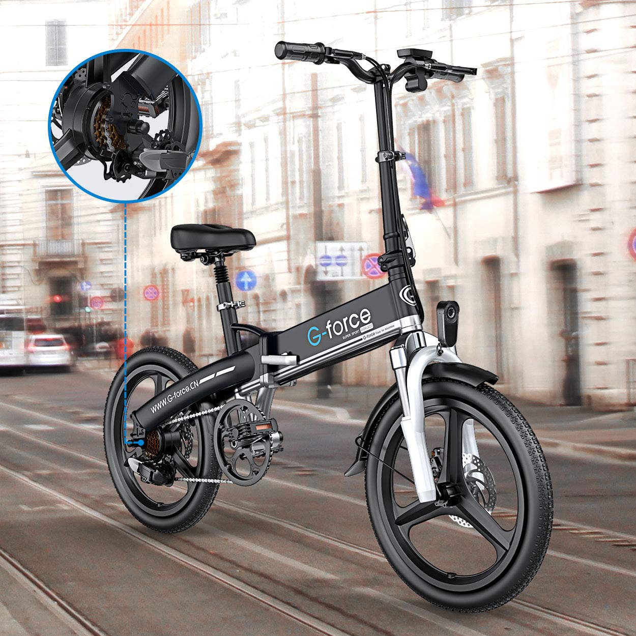G-Force Electric Bike T11,20 Foldable, 48V 10.4A Large Battery, Upgraded Version of 250W high-Power Motor City Commuter E Bike