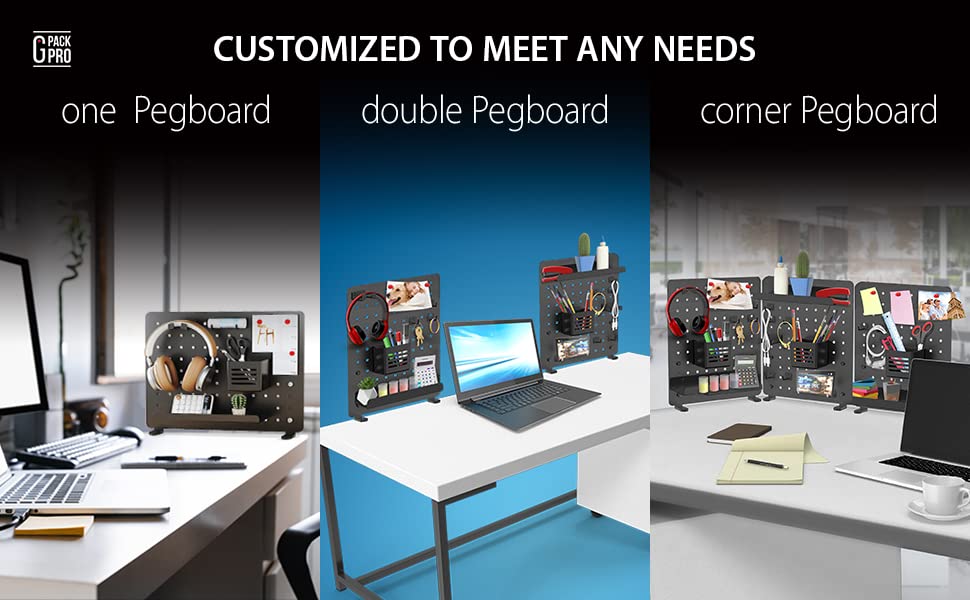 G-PACK PRO Clamp-on Desk Pegboard, Standing Desk Accessories for Office, Gaming Desk Organizer, Privacy Panel for Desk, Work Desk Organizer, 16.5 x 12.5-inch, S1 Black