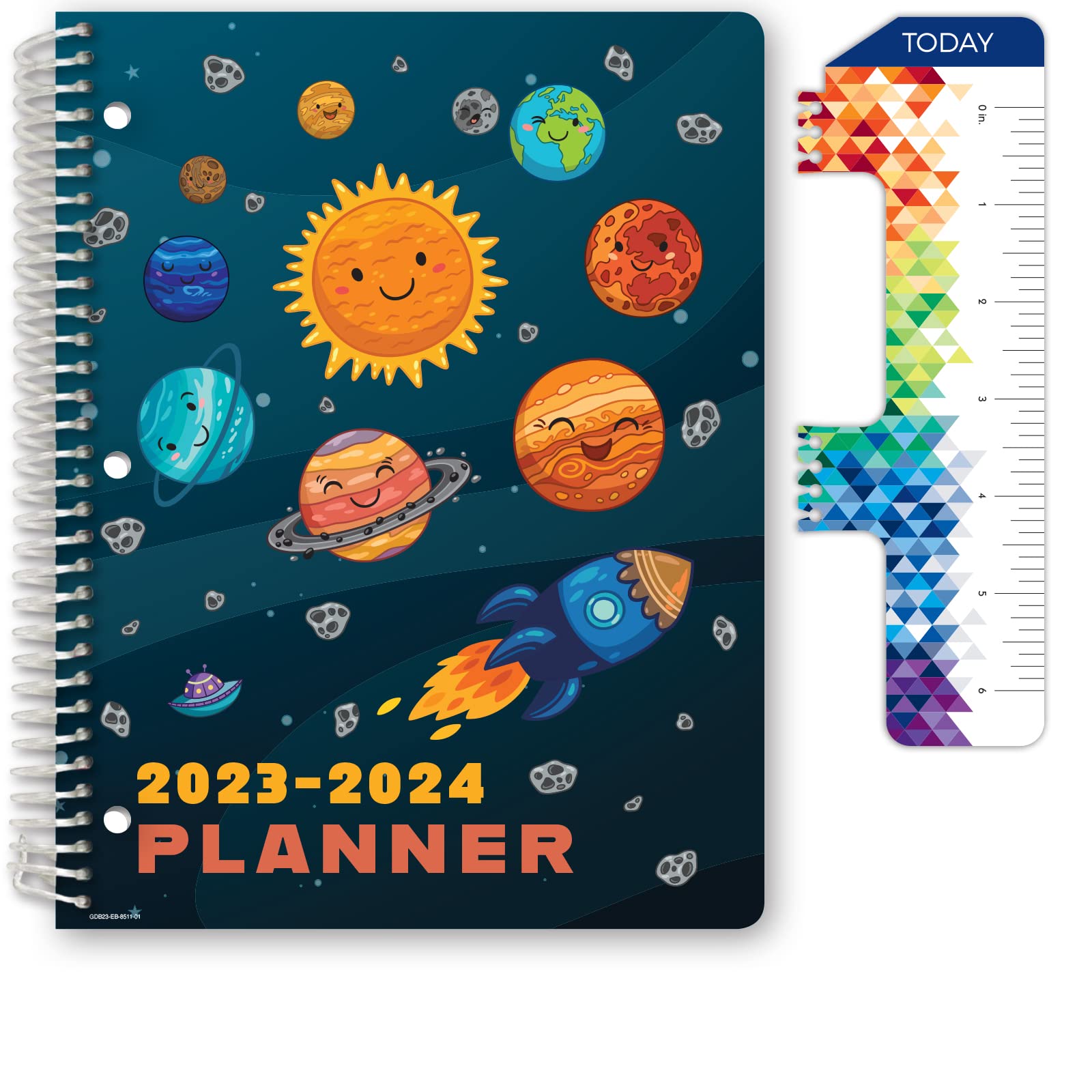 Global Datebooks Dated Elementary Student Planner for Academic Year 2023-2024 Includes Ruler/Bookmark and Planning Stickers (Block Style - 8.5"x11" - Space)