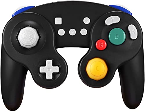 Exlene Wireless Gamecube Controller Switch, Compatible with Nintendo Switch and PC, Rechargeable, Motion Controls, Rumble, Turbo Bluetooth Version (Black)