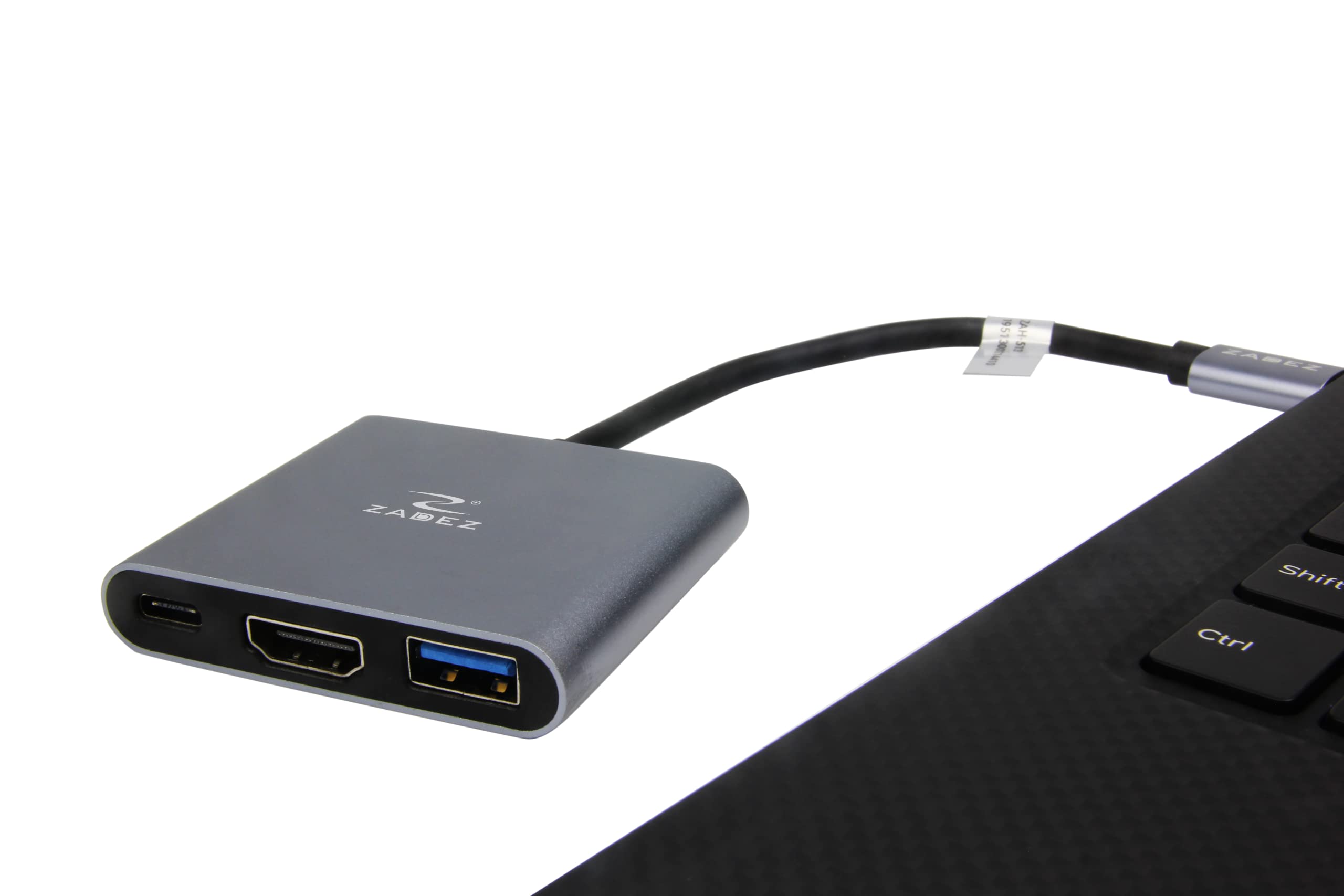ZADEZ ZAH-513 USB-C Hub 3-in-1 Type-C (USB-C) - HDMI Port 4K (30 Hz) - Charging Port in - Power Delivery 60W - USB 3.0 high-Speed Charging Aluminum Material