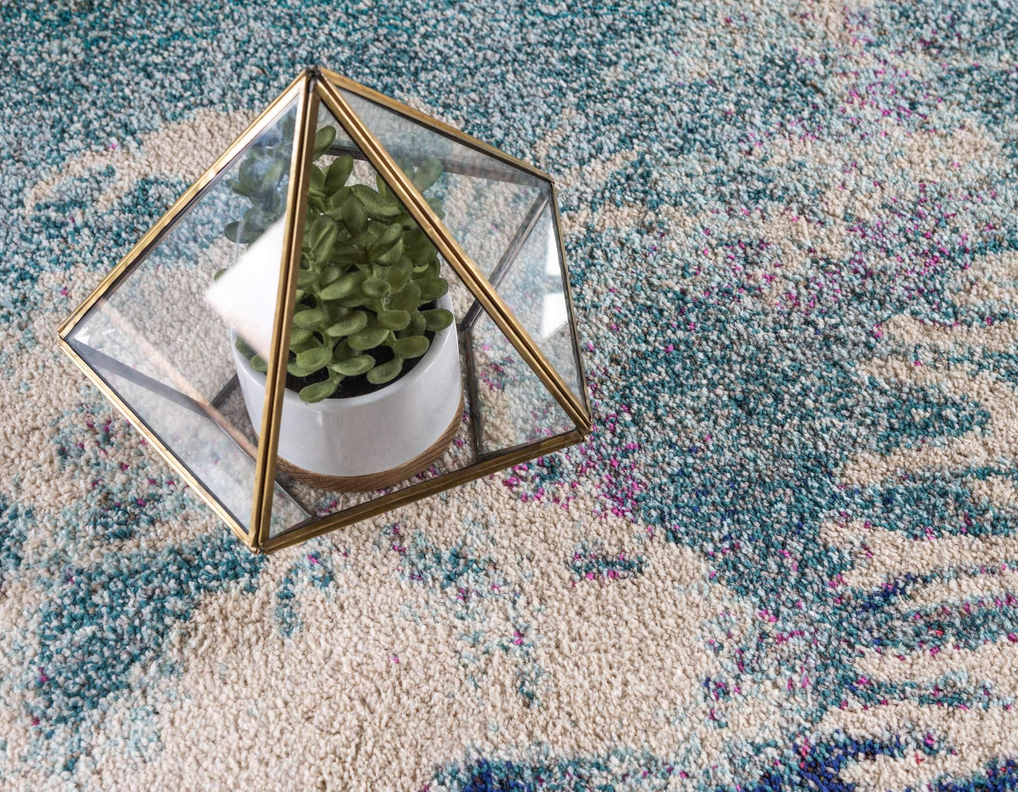 Unique Loom Positano Collection Coastal Modern Coral Lobster Shells Light Blue Runner Rug (2' x 7')