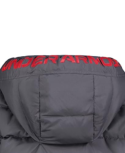 Under Armour Boys' Pronto Puffer Jacket, Mid-Weight, Zip Up Closure, Repels Water, Pitch Gray Colorblock