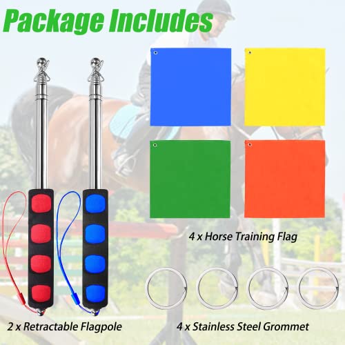 SETHVILL 4 Pcs Horse Training Flag Horse Training Equipment with 48" Telescopic Handheld Flagpoles, Portable Equestrian Nylon Training Flag for Horse Lunging Training