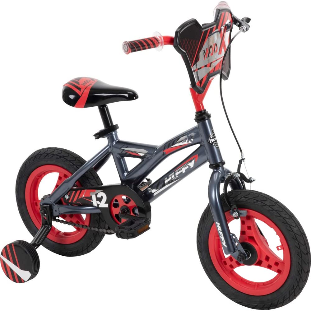 Huffy 22900 Mod X Kids 12-inch Bike, Grey Bundle with 2 YR CPS Enhanced Protection Pack