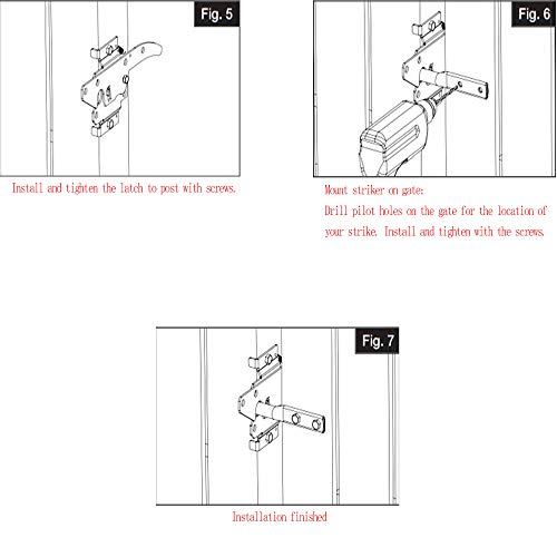 NIDAYE Self-Locking Gate Latch - Post Mount Automatic Gravity Lever Wood Fence Gate Latches with Fasteners/Black Finish Steel Gate Latch to Secure Pool