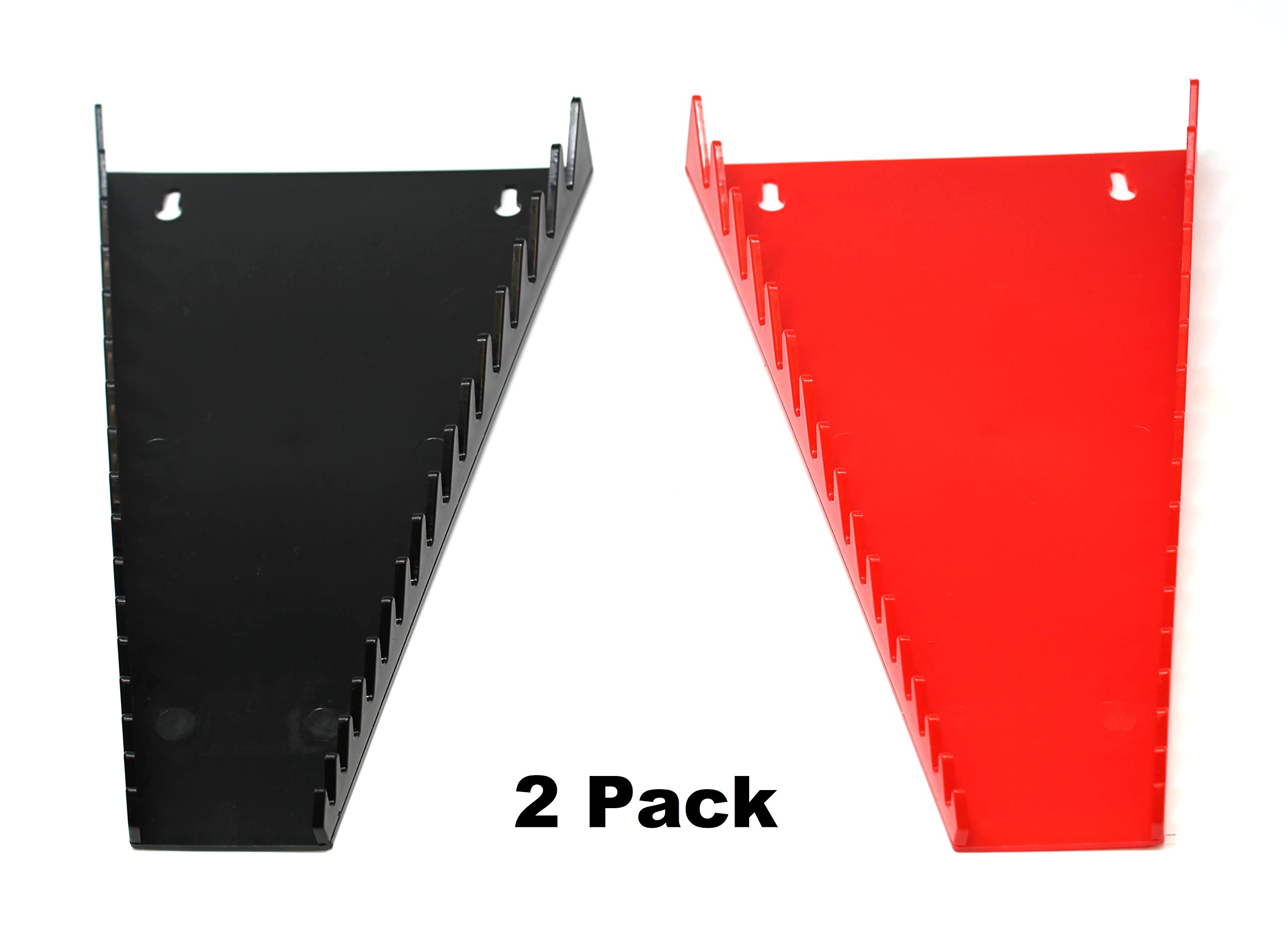 JSP Manufacturing Red & Black 16 Tool Standard Wrench Holder Wrench Organizer 2 Pack | Storage Rack Tray Tool Holder