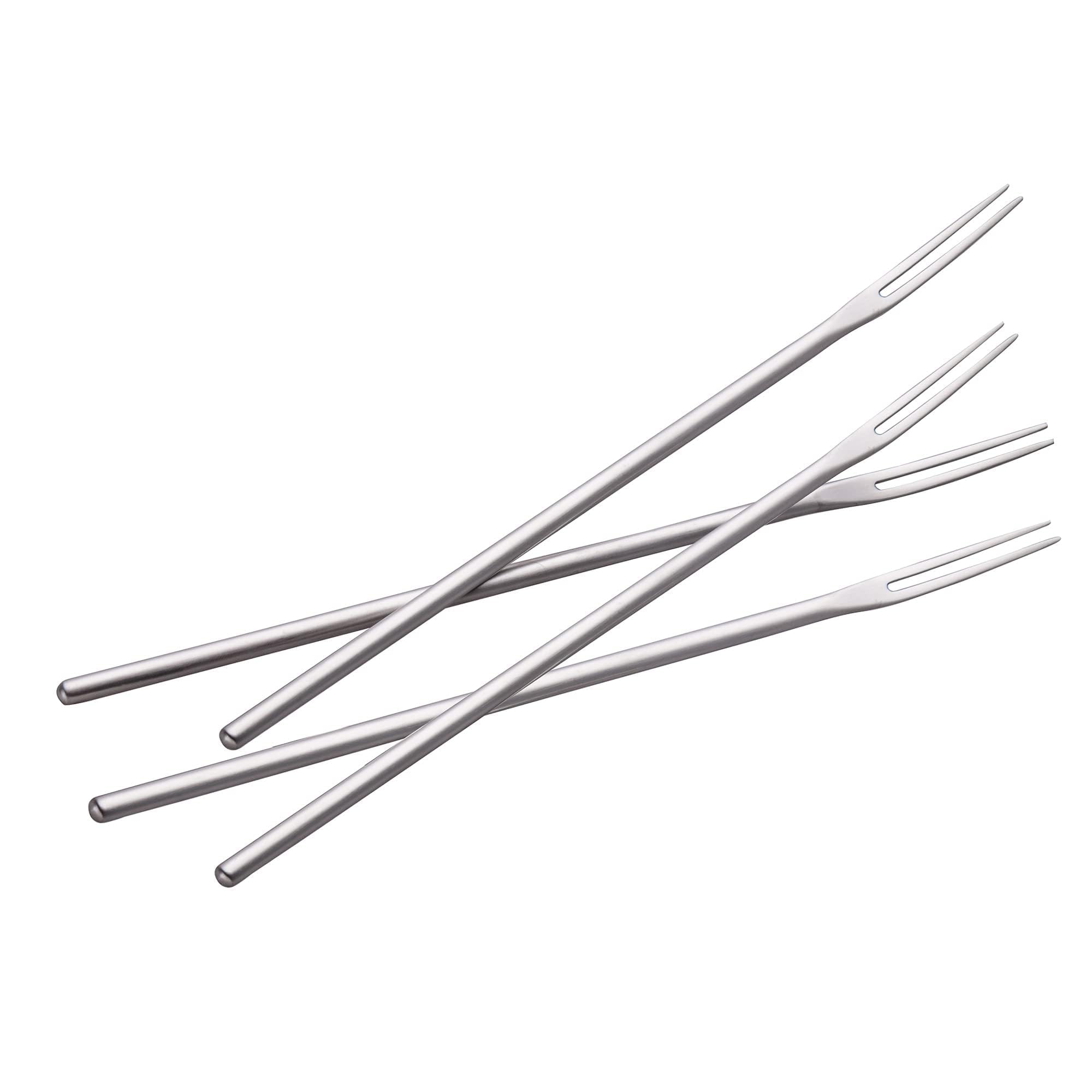 IMEEA Pickle Forks Cocktail Forks SUS304 Stainless Steel Olive Fork Long Handle 8.85-inch Fruit Forks, Set of 4