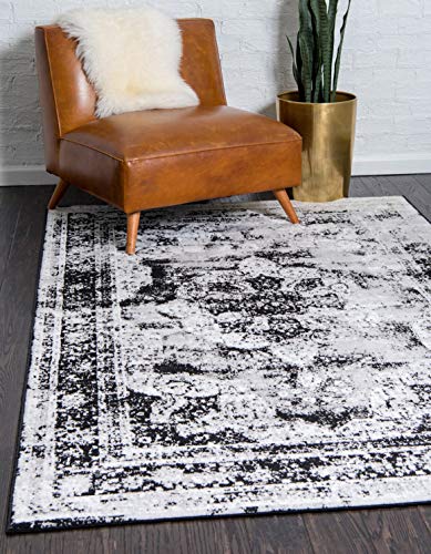 Unique Loom Sofia Collection Area Rug - Salle Garnier (6' 1" x 9' Rectangle, Black/ Ivory)