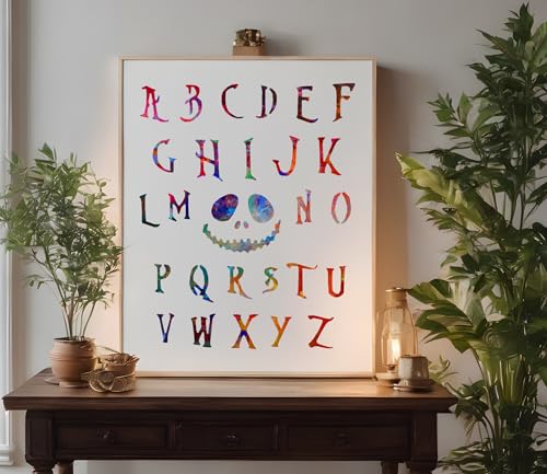 Nightmare Before Christmas Font Alphabet Stencil Template Reusable for Painting on Walls, Wood, Arts and Crafts (283) - 8.5 x 11 Inches