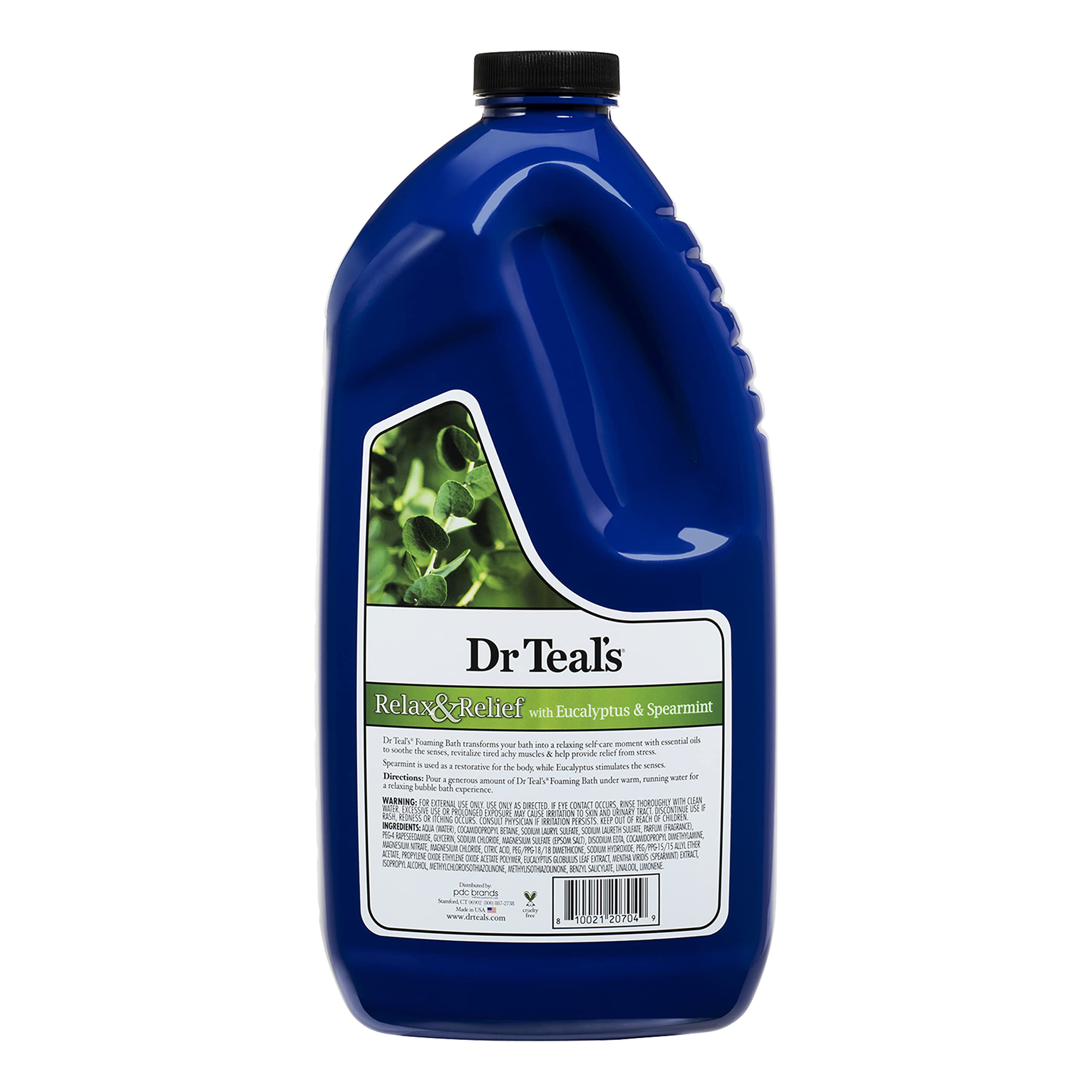 Dr Teal's Foaming Bath with Pure Epsom Salt, Relax & Relief with Eucalyptus & Spearmint, 62.5 fl oz (Packaging May Vary)