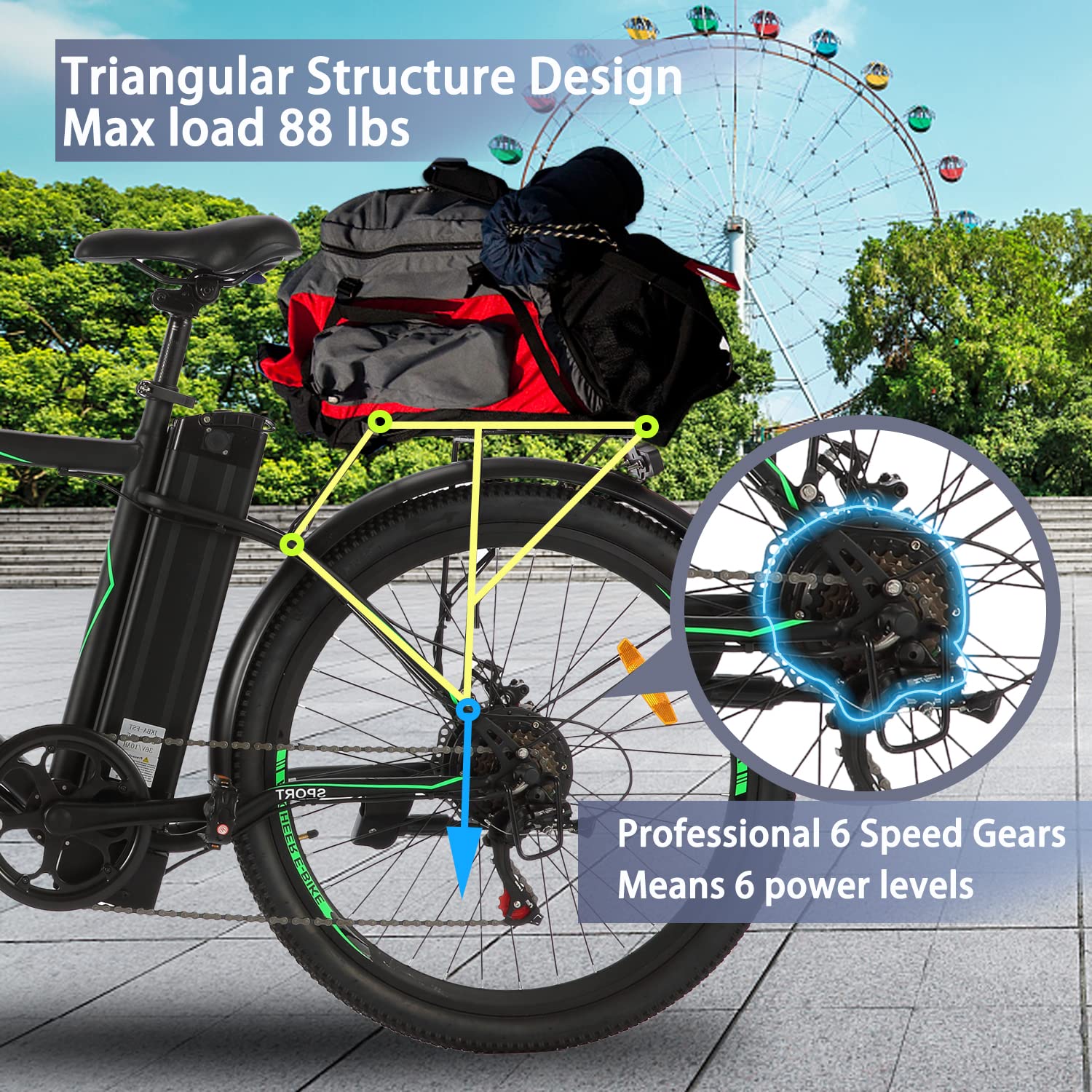Electric Bike 26" City E-Bike with 10Ah Removable Battery, 250W High Entry Commuting Electric Bicycle