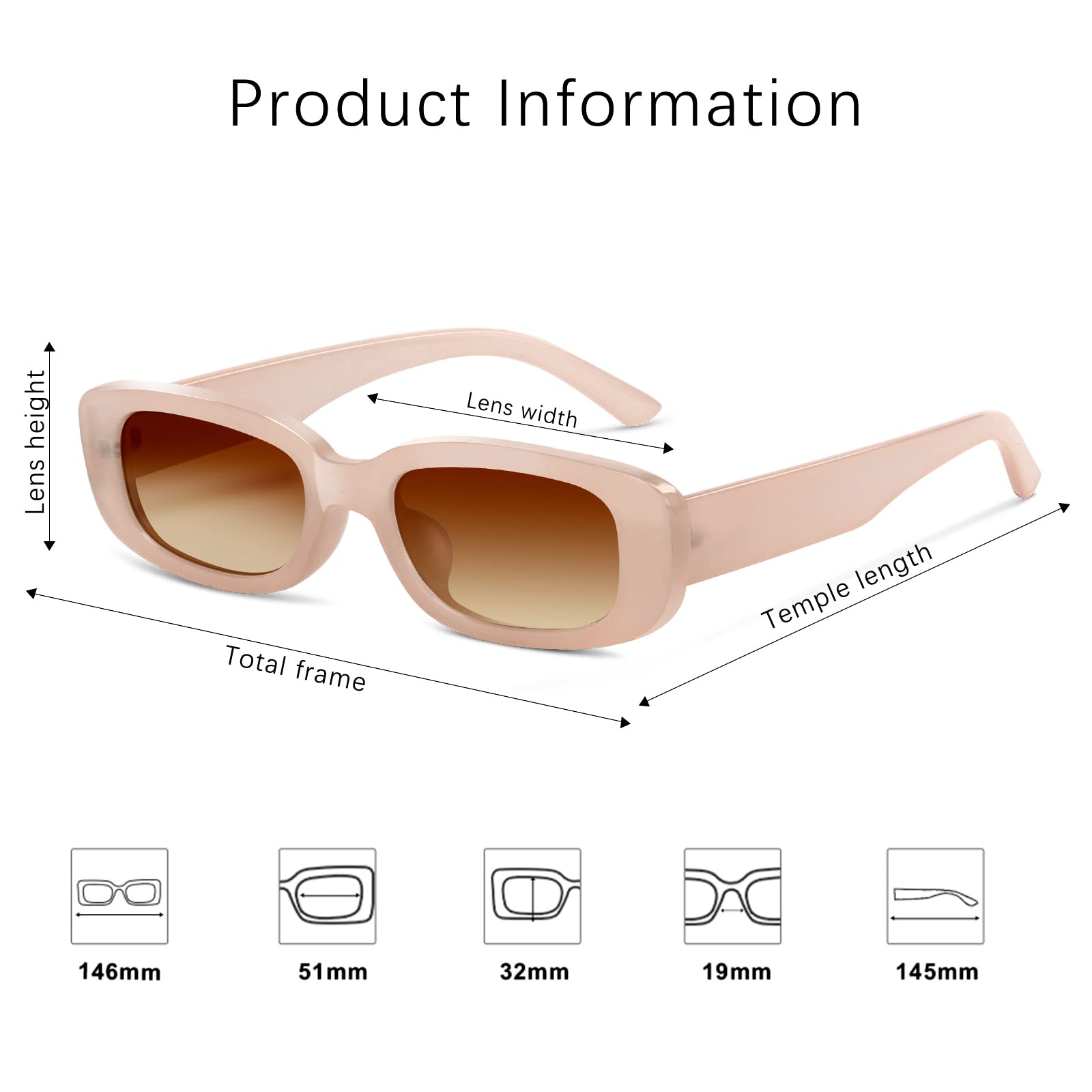 GEELUN Rectangle Womens Sunglasses Retro Fashion 90s UV400 Protection Square Frame Y2K Sunglasses (A3-hei+mi-2MT) 1